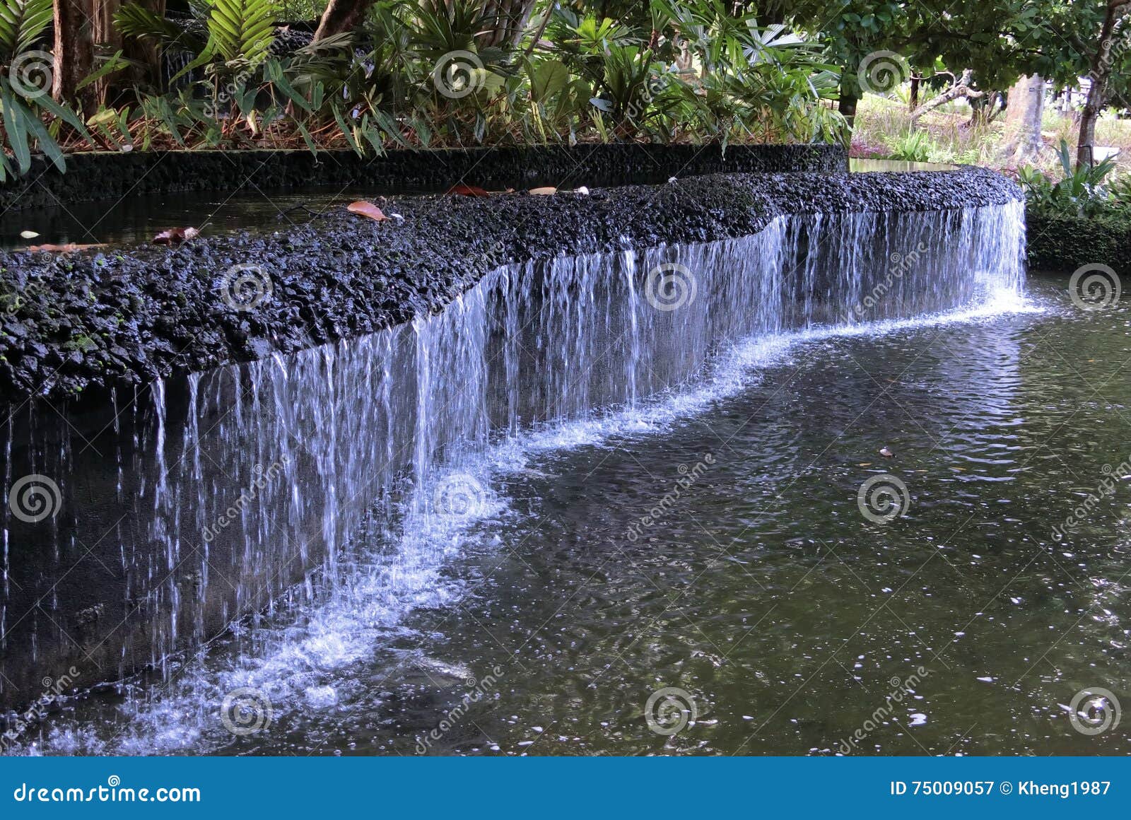Waterfall in Botanic Gardens Stock Image - Image of feature, greenery ...