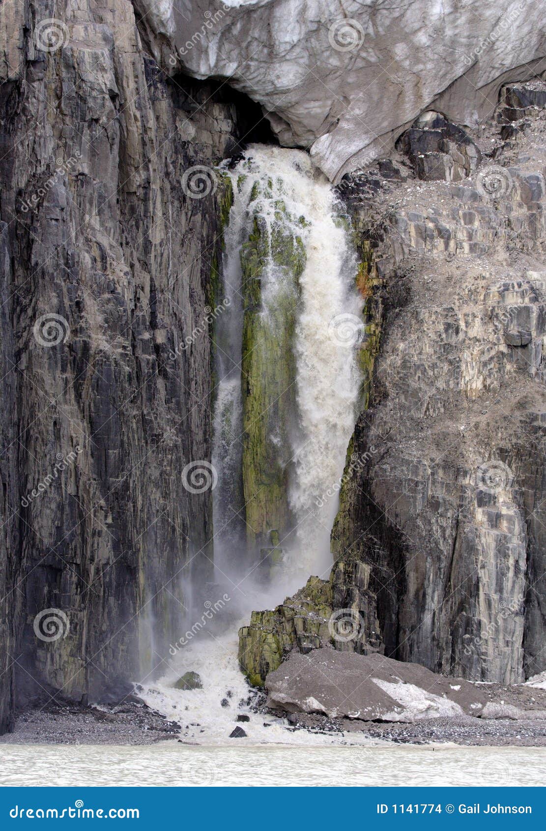 Waterfall from Bottom of Glacier Stock Photo - Image of gail ...