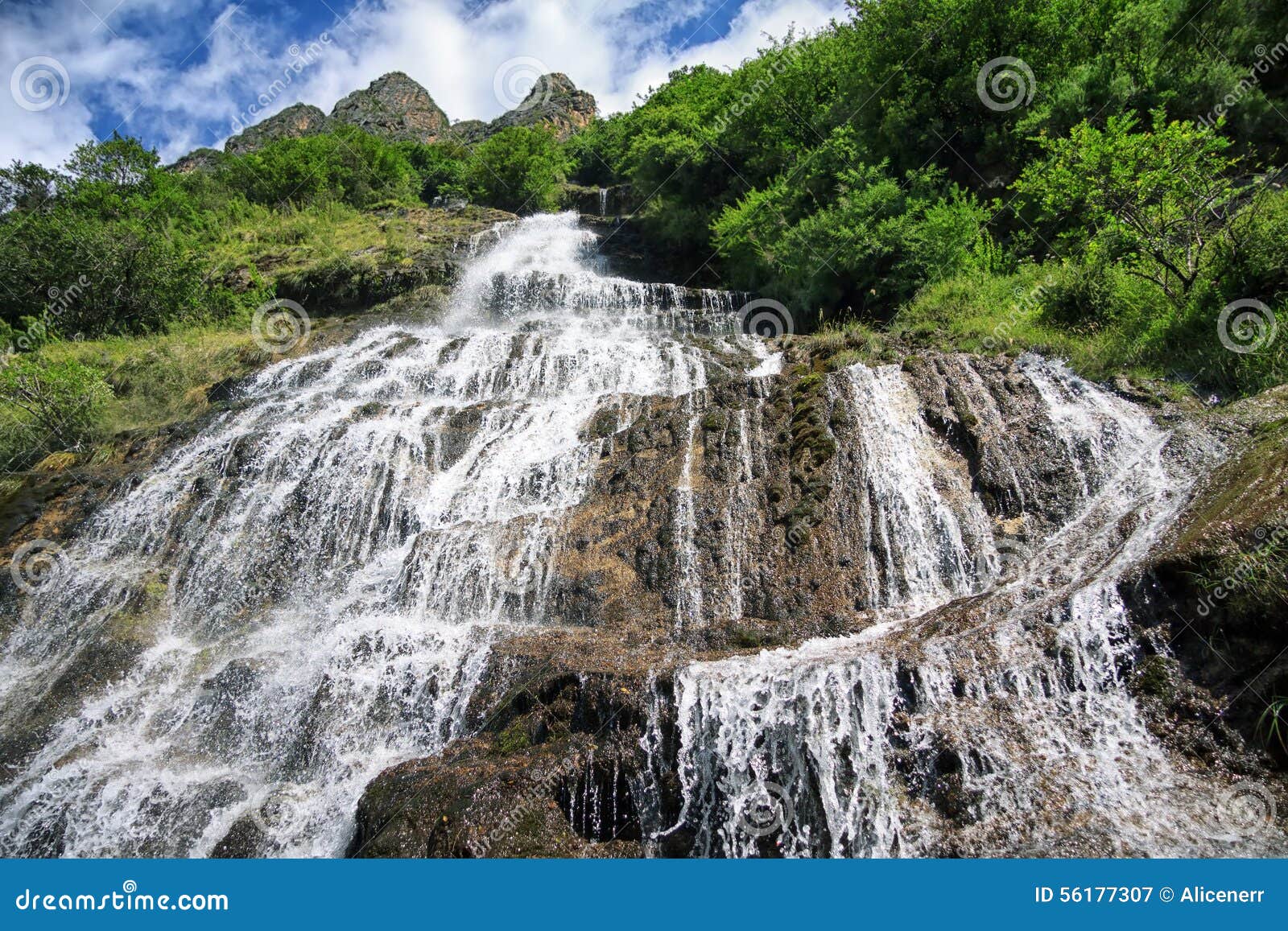Waterfall bottom-up view stock image. Image of rock, gorge - 56177307