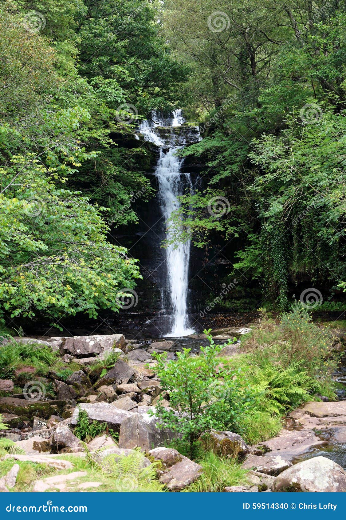 Waterfall in the Brecon Beacons in Wales Stock Photo - Image of spume ...