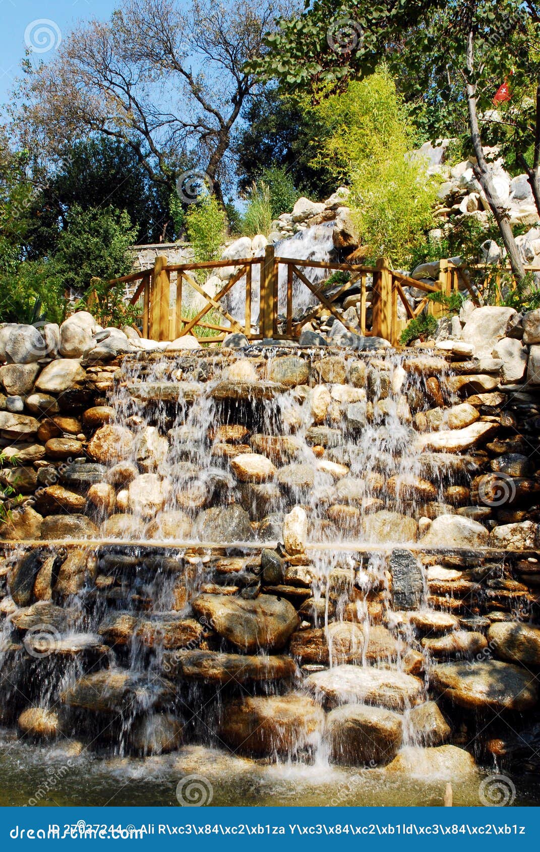 Waterfall and bridge stock photo. Image of clear, grand - 27037244
