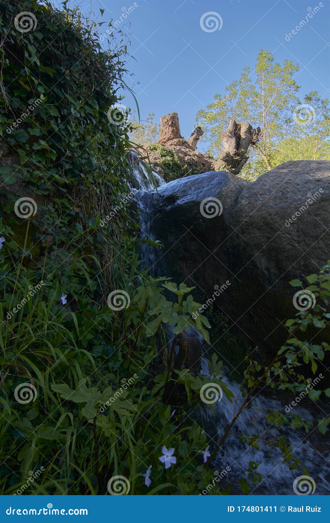 Waterfall on a Bright Spring Morning Stock Image - Image of fall ...