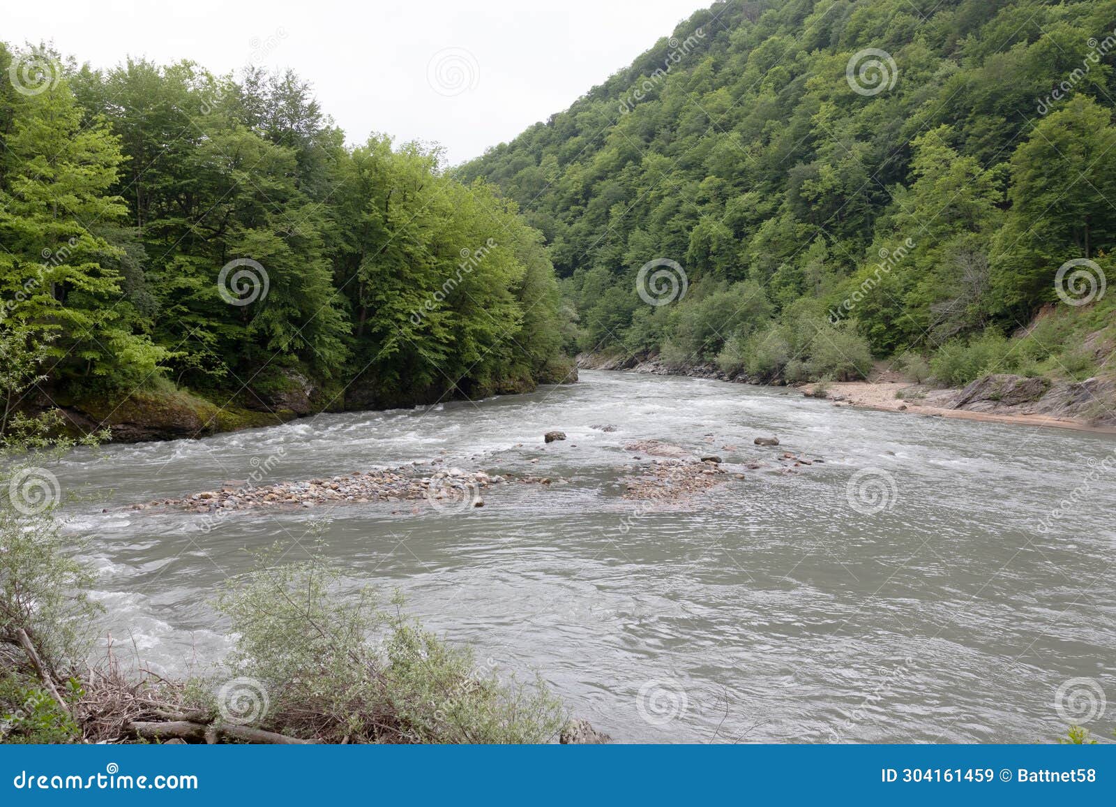 Waterfall and Canyon of a Mountain Stream, the Source of the Water ...