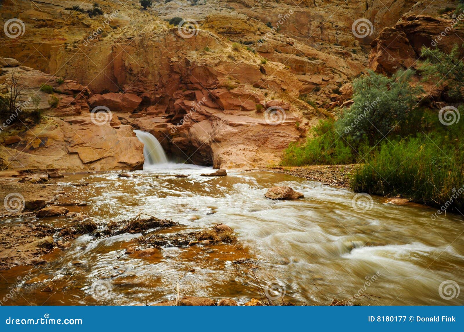Waterfall at Capital Reef National Park Stock Image - Image of fremont ...