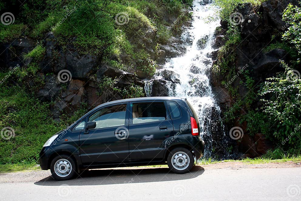 Waterfall Car stock photo. Image of fall, holiday, view - 7048832