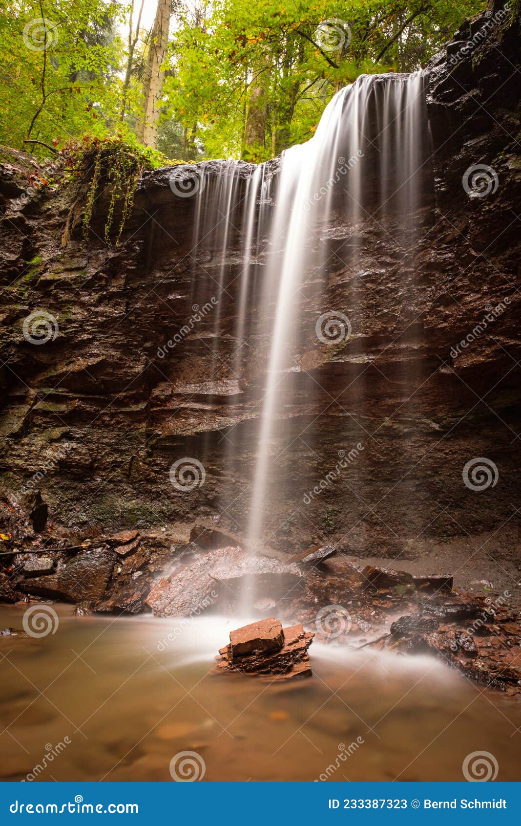 Waterfall Cascade Flowing Over a Rock Stock Image - Image of scenery ...