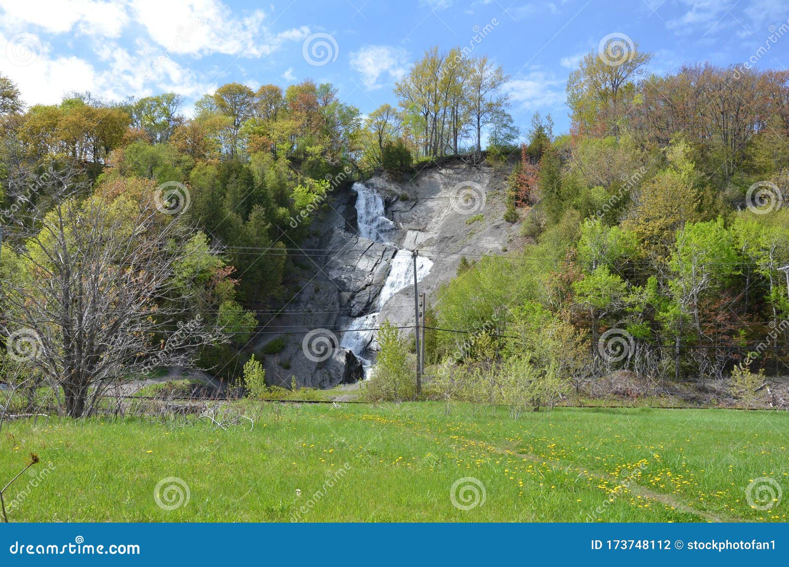 Waterfall or Cascade on Hill with Rocks in Quebec Canada Stock Photo ...