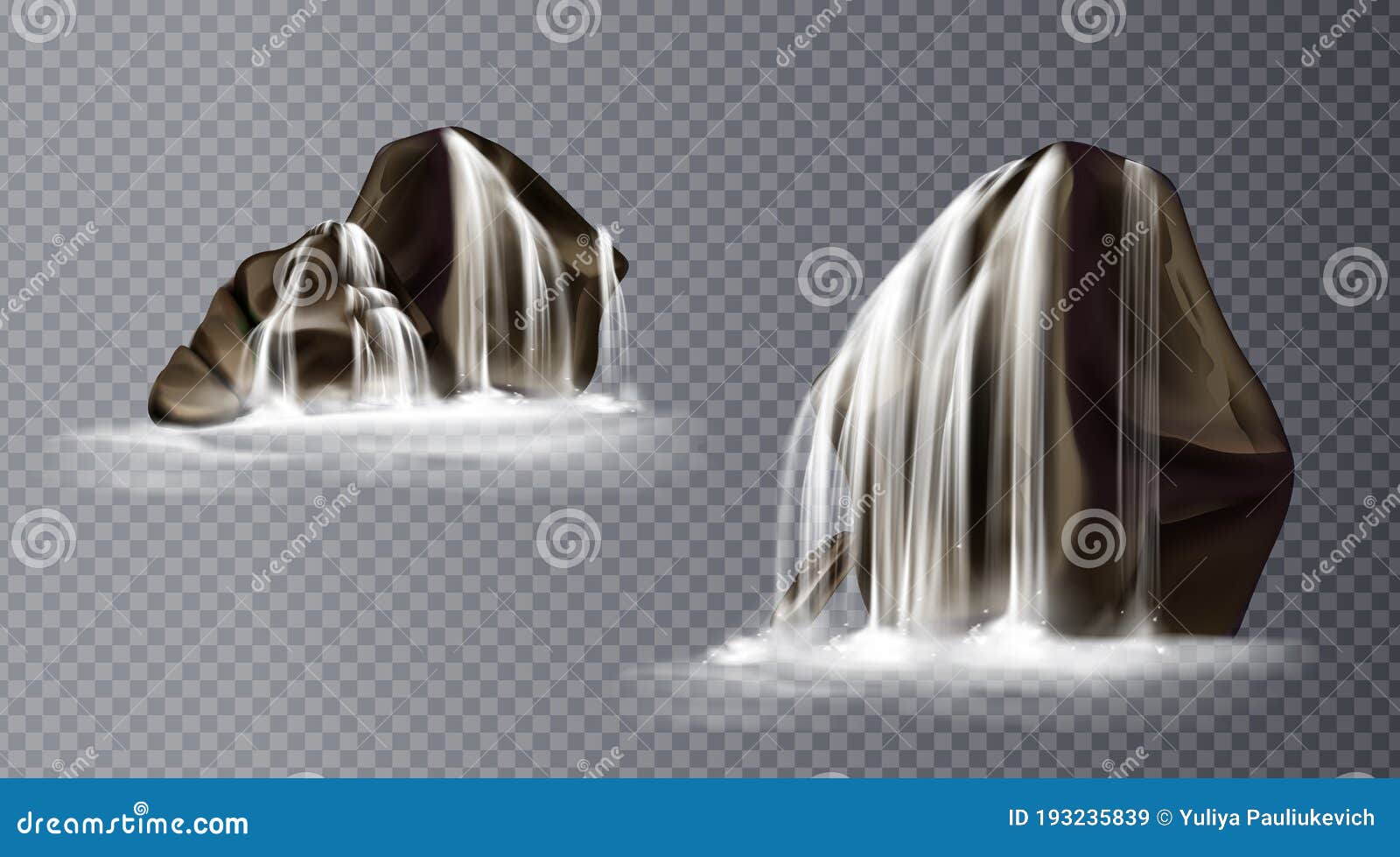 Waterfall Cascade Isolated On Transparent Background. Realistic ...