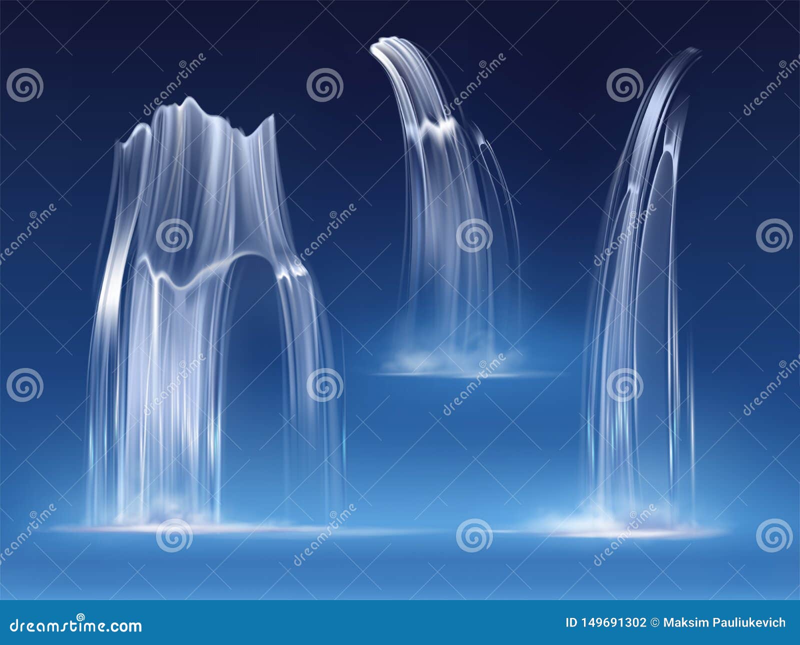 Waterfall Cascade Isolated On Transparent Background. Realistic ... Waterfall Cascade Isolated On Transparent Background. Realistic ...