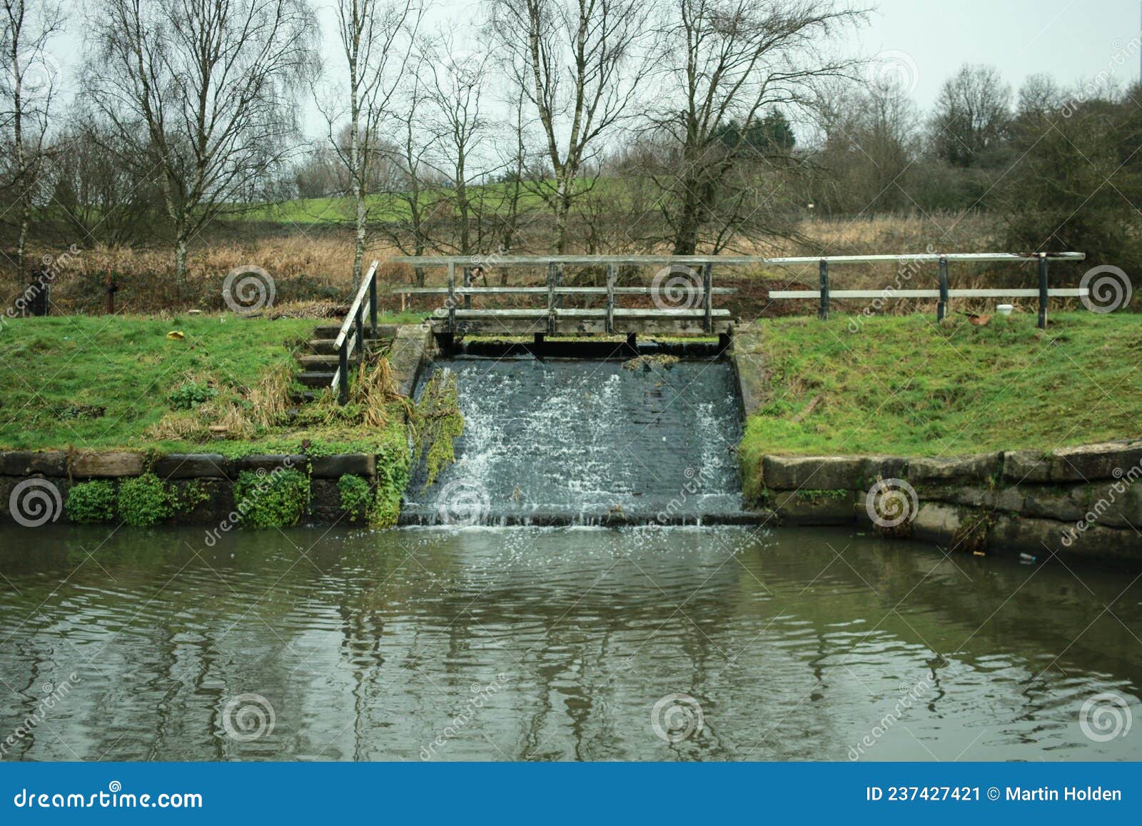 Waterfall Running Under a Small Bridge Stock Image - Image of nature ...