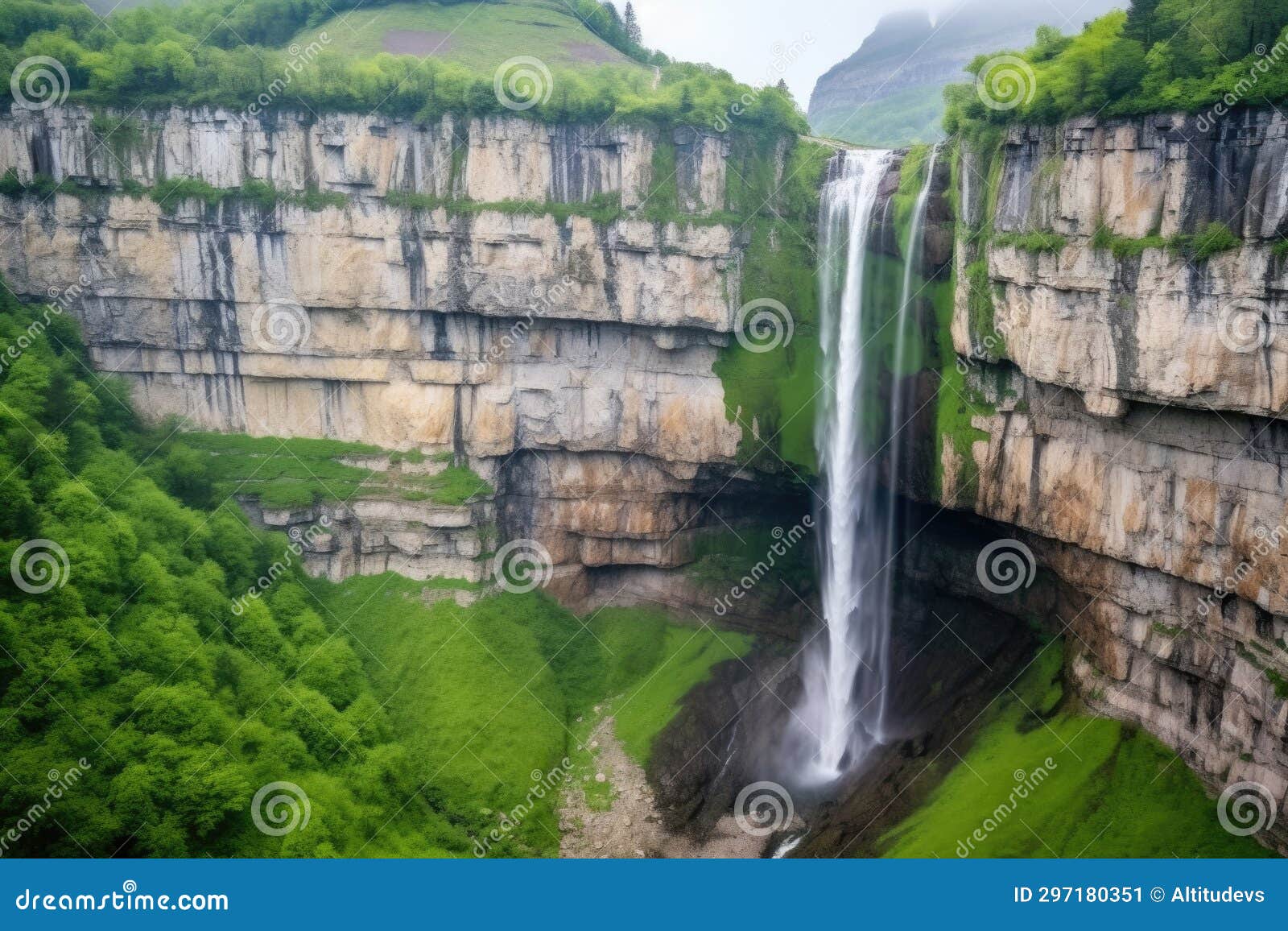 Waterfall Cascading Down a High Rocky Cliff Stock Image - Image of view ...