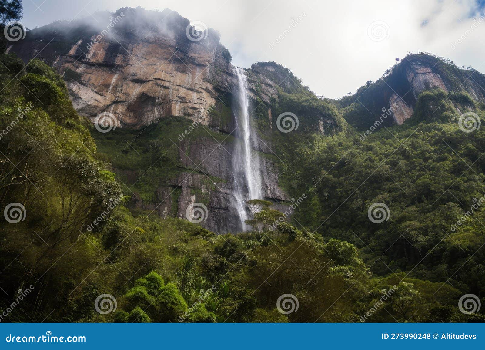 Waterfall Cascading Down the Side of a Mountain in the Amazonas Stock ...