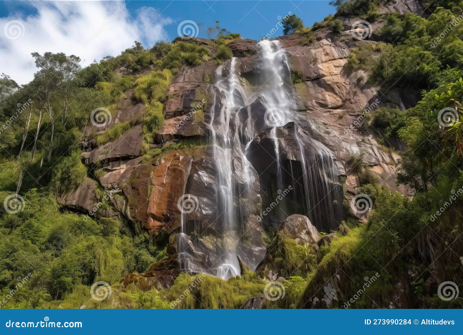Waterfall Cascading Down the Side of a Mountain in the Amazonas Stock ...