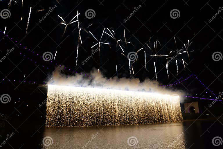 Waterfall Celebration Fireworks Stock Photo - Image of year, enjoy ...