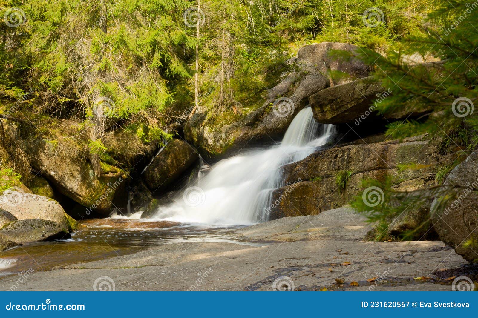 Waterfall on the Cerna Desna River - Jizera Mountains Stock Image ...