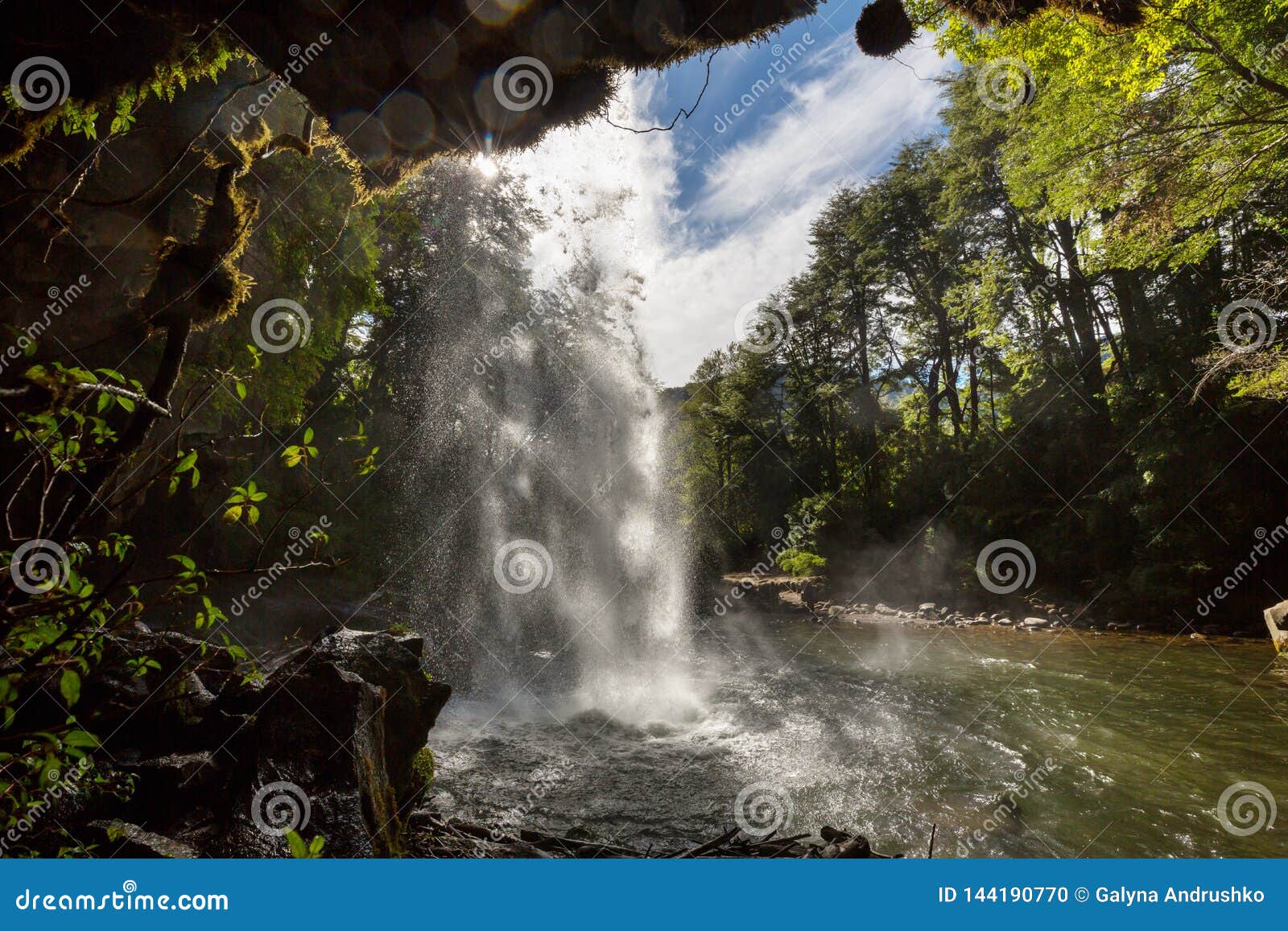 Waterfall in Chile stock photo. Image of beautiful, mountain - 144190770