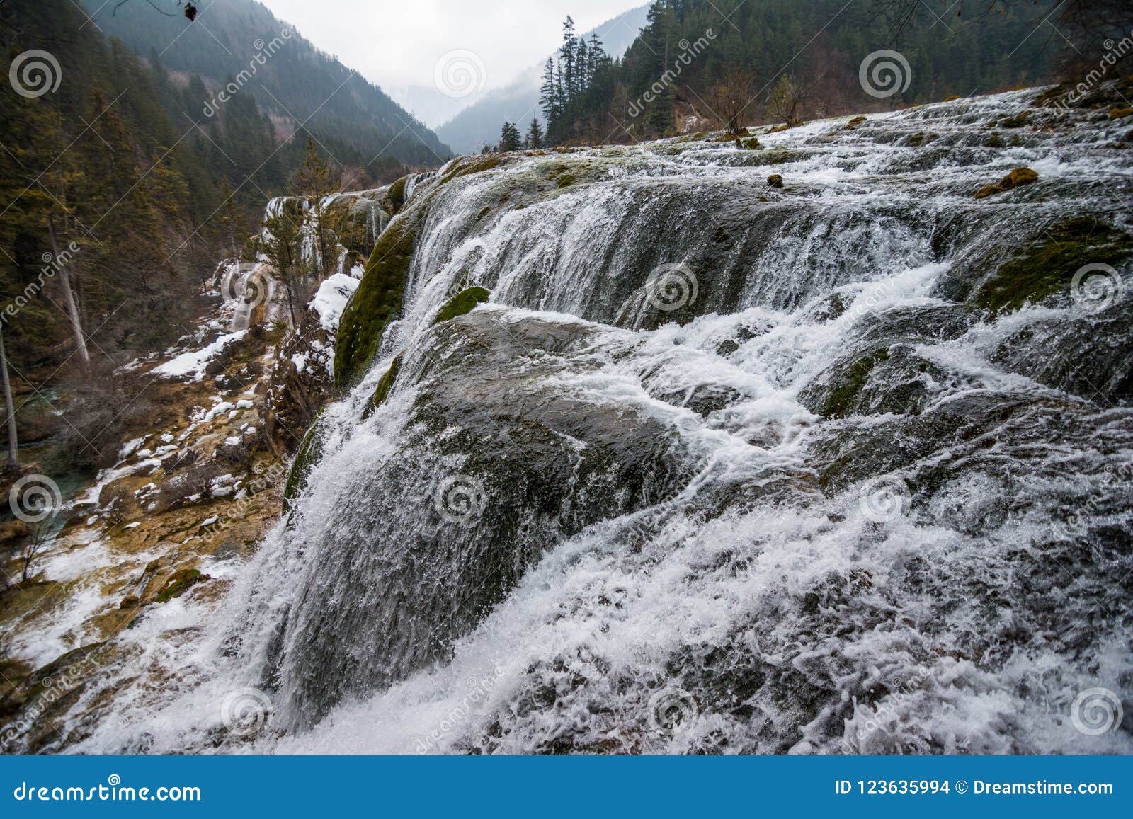 Waterfall from a Cliff in the Forest Stock Photo - Image of groge ...