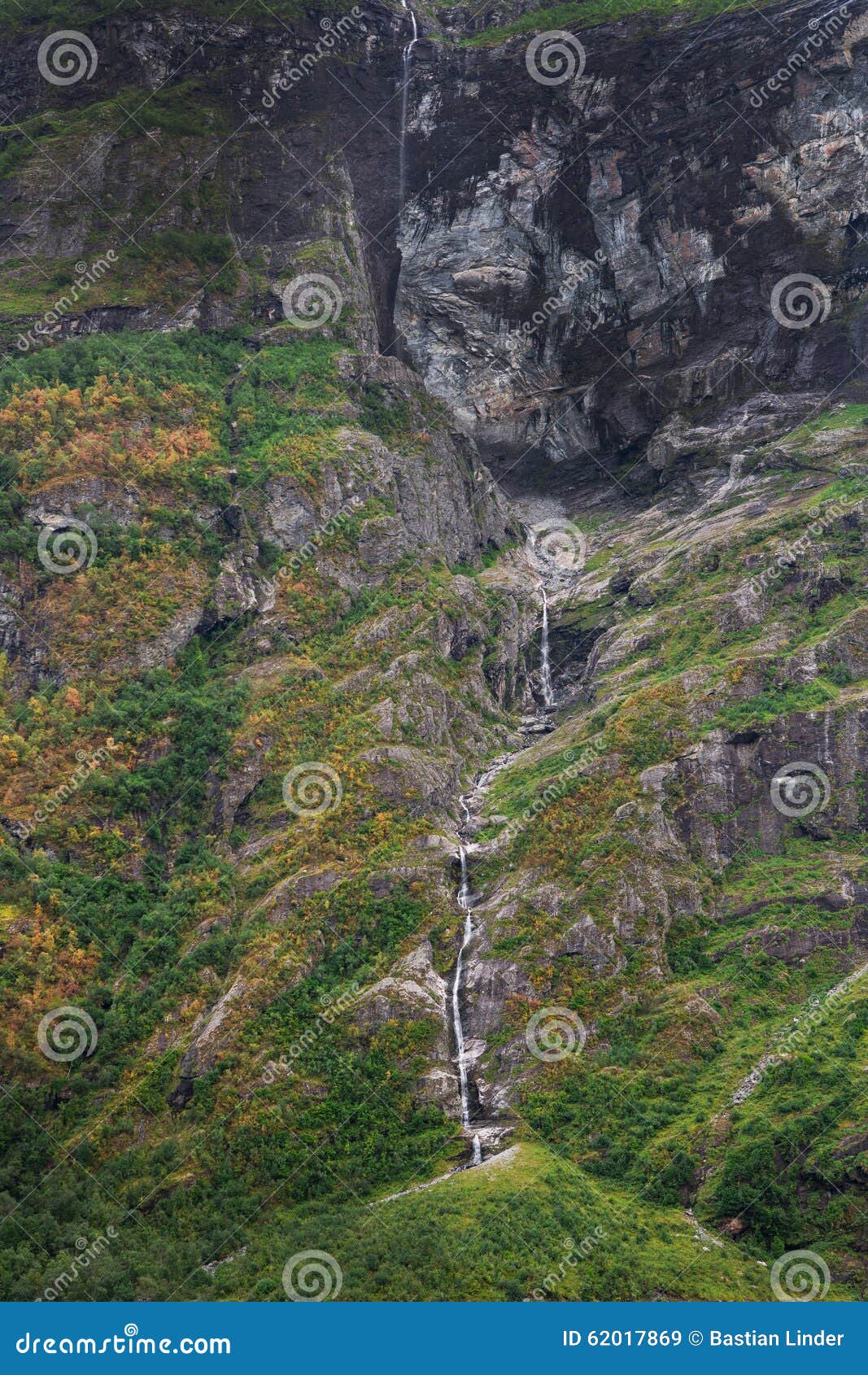Waterfall and Cliff in Geiranger Fjord Stock Image - Image of norway ...