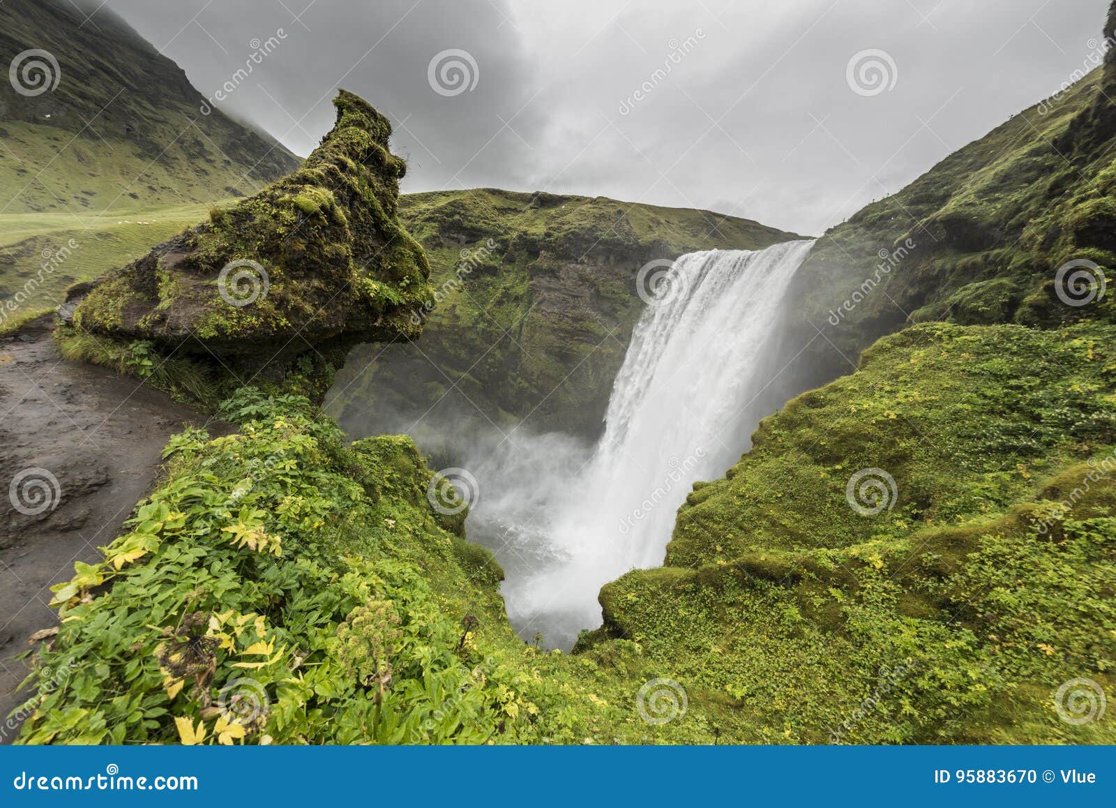 Waterfall and Cliff Long Exposure Stock Photo - Image of cool, blue ...