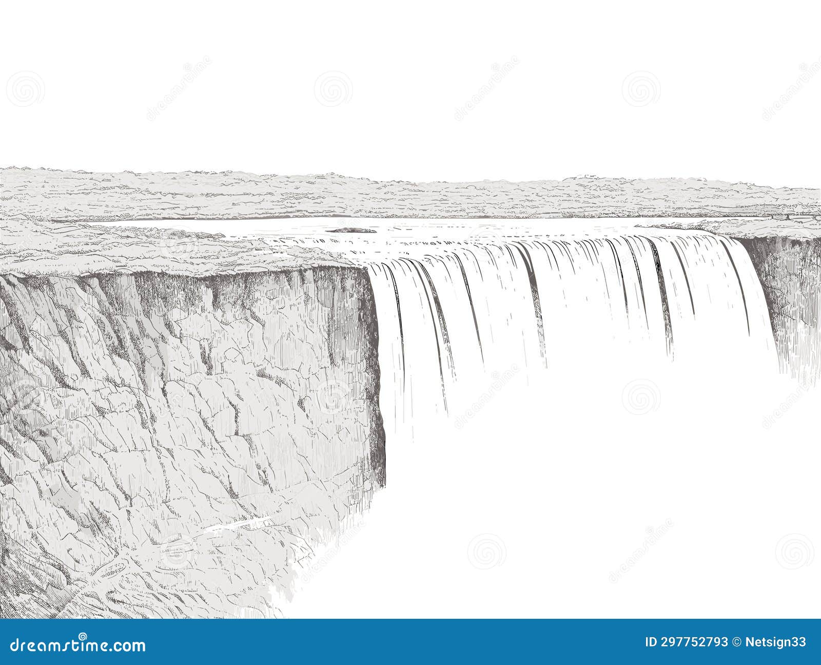 A Waterfall with a Cliff - Victoria Falls Stock Vector - Illustration ...