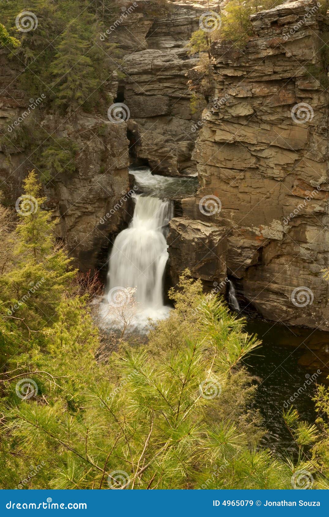 Waterfall On Cliffside Mountain Picture. Image: 4965079