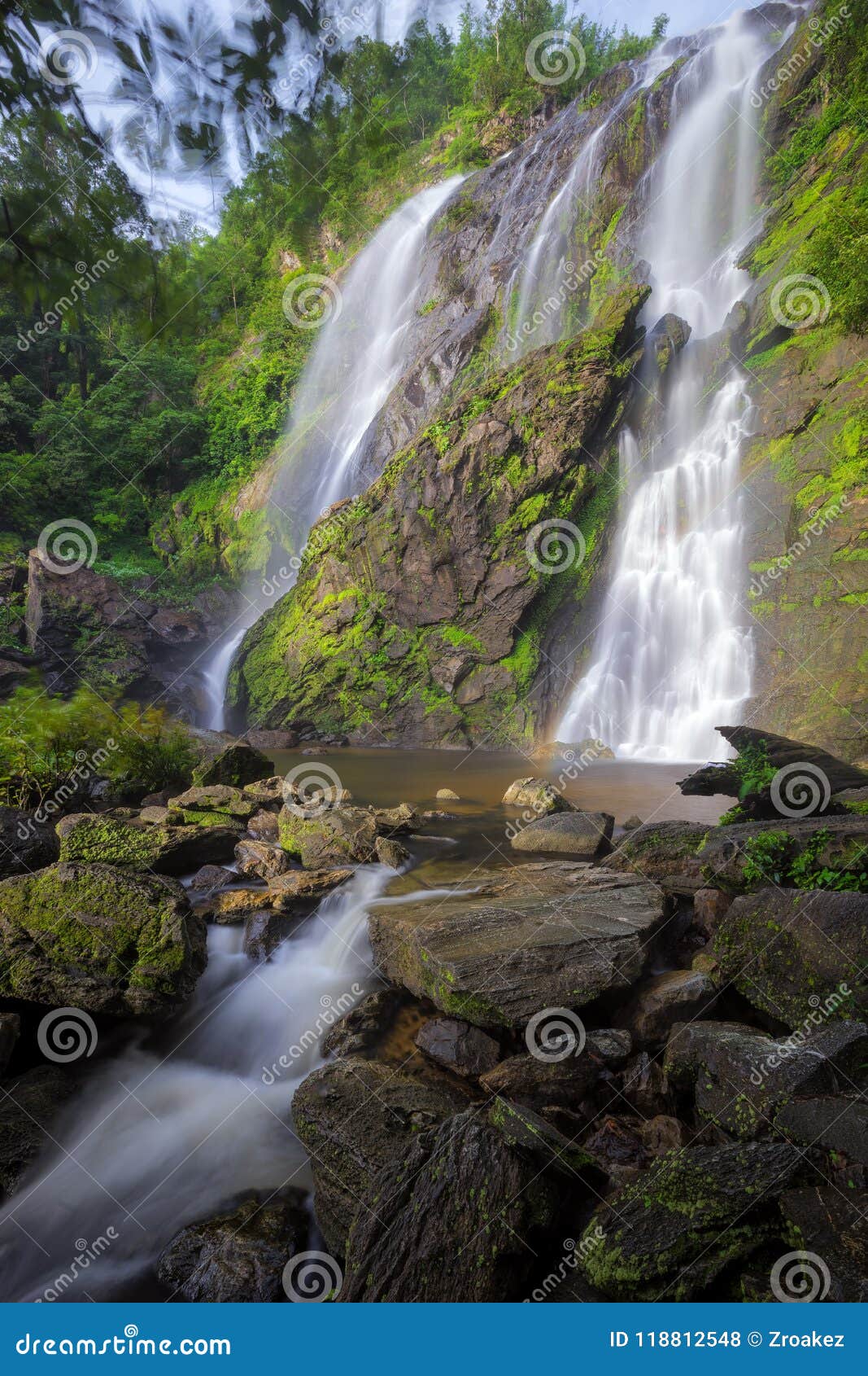 Waterfall in Natural Deep Forest Stock Photo - Image of green, jungle ...