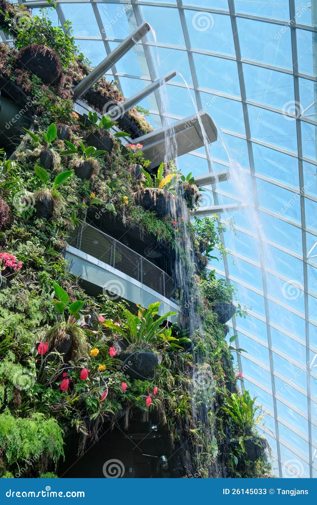 Waterfall, Cloud Forest, Gardens by the Bay Stock Image - Image of ...