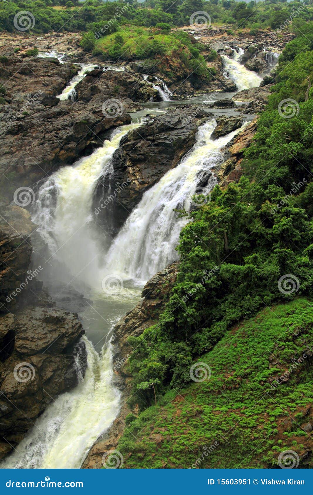A Waterfall in a Cloudy Tropical Forest Stock Image - Image of forest ...