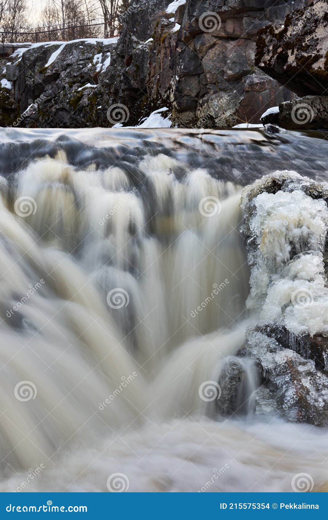 Waterfall in Cold Winter Day Stock Photo - Image of river, snowy: 215575354