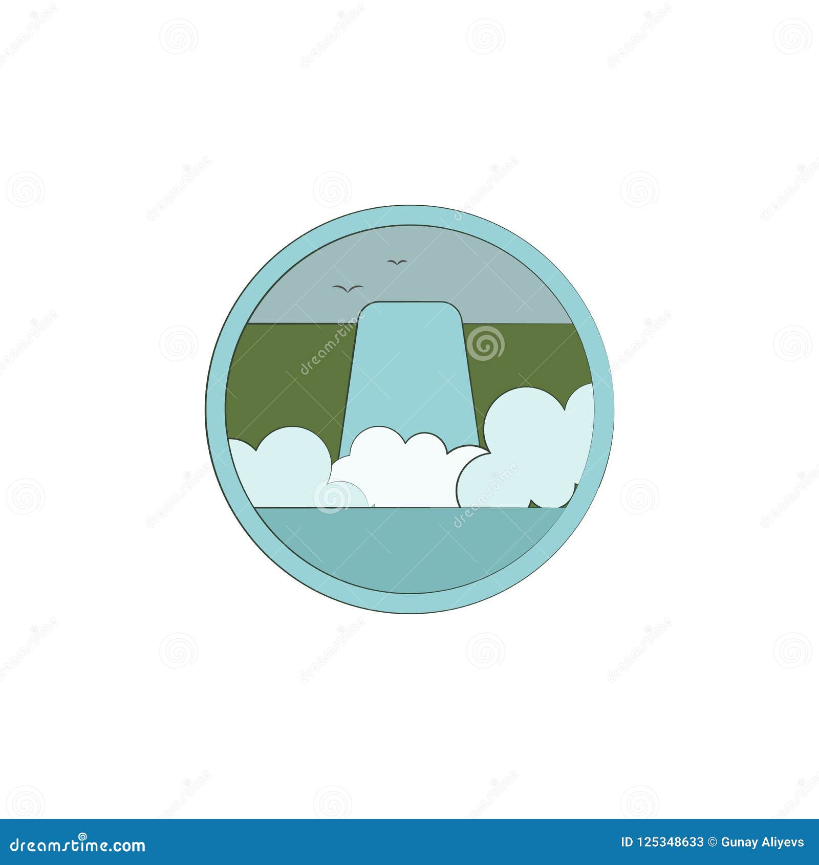 Waterfall Colored in Circle Icon. Element of Colored Landscape in ...