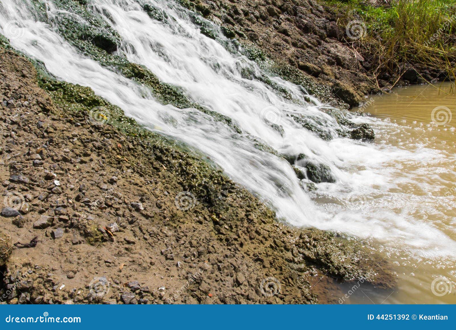 Waterfall concrete stock photo. Image of moss, flows - 44251392