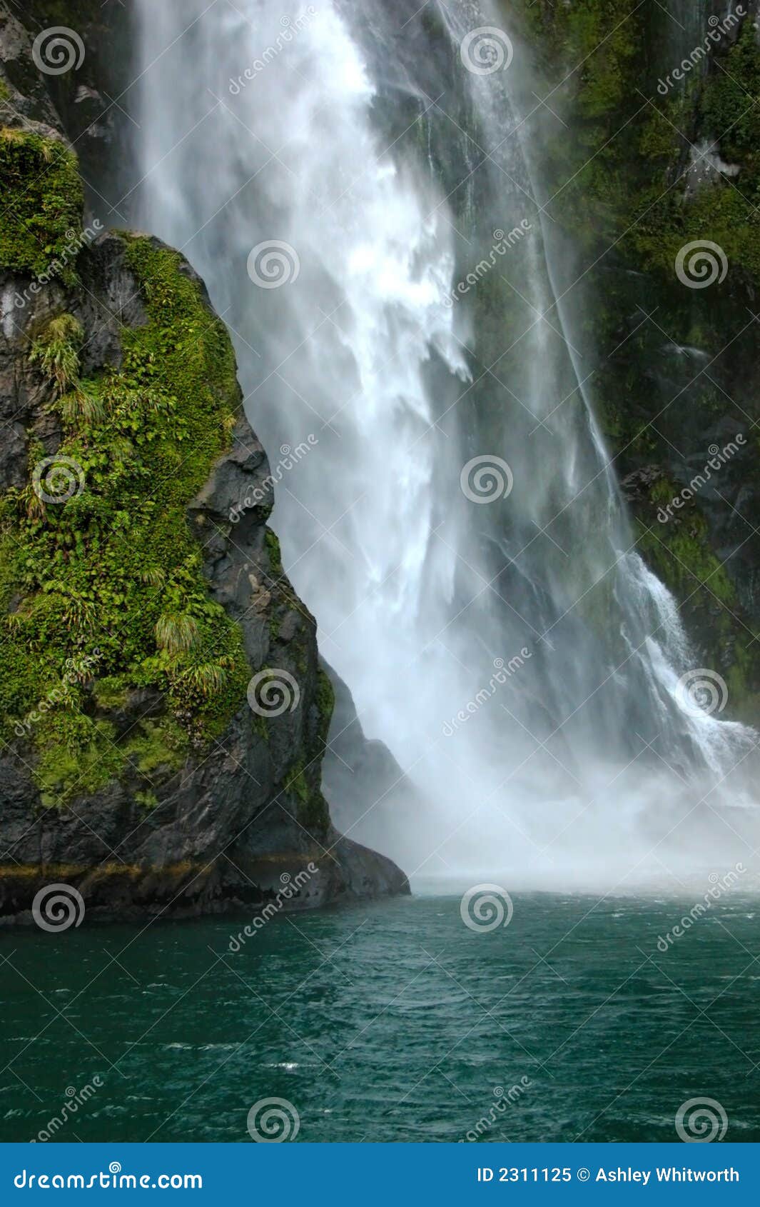 Waterfall Crashing into Ocean Stock Image - Image of clean, majesty ...