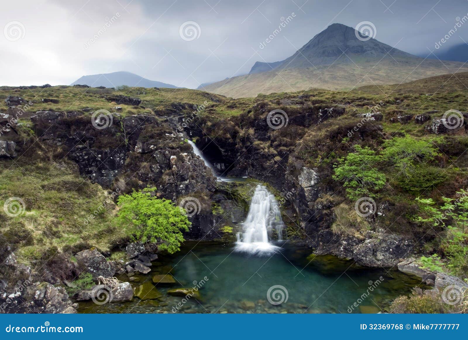 Waterfall, Cuillin Mountains, Isle of Skye , Scotland Stock Photo ...