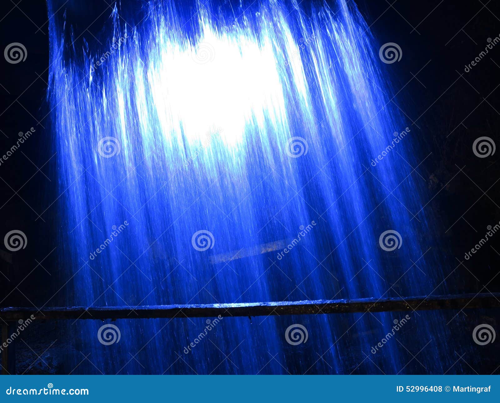 Waterfall Curtain Dark Blue Lighted Behind by Night Stock Photo - Image ...