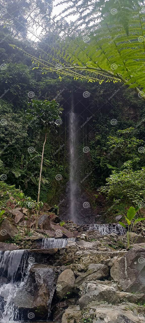 Waterfall Curug Pelangi 7 in Bogor Stock Photo - Image of curug ...