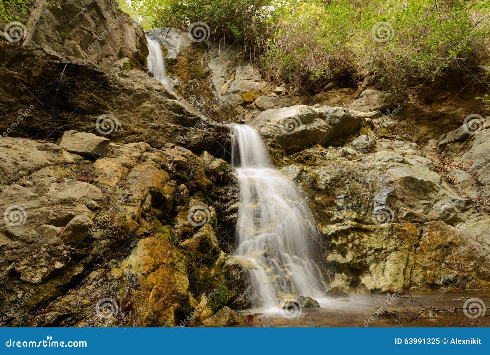 Waterfall in Cyprus stock image. Image of leaf, forest - 63991325