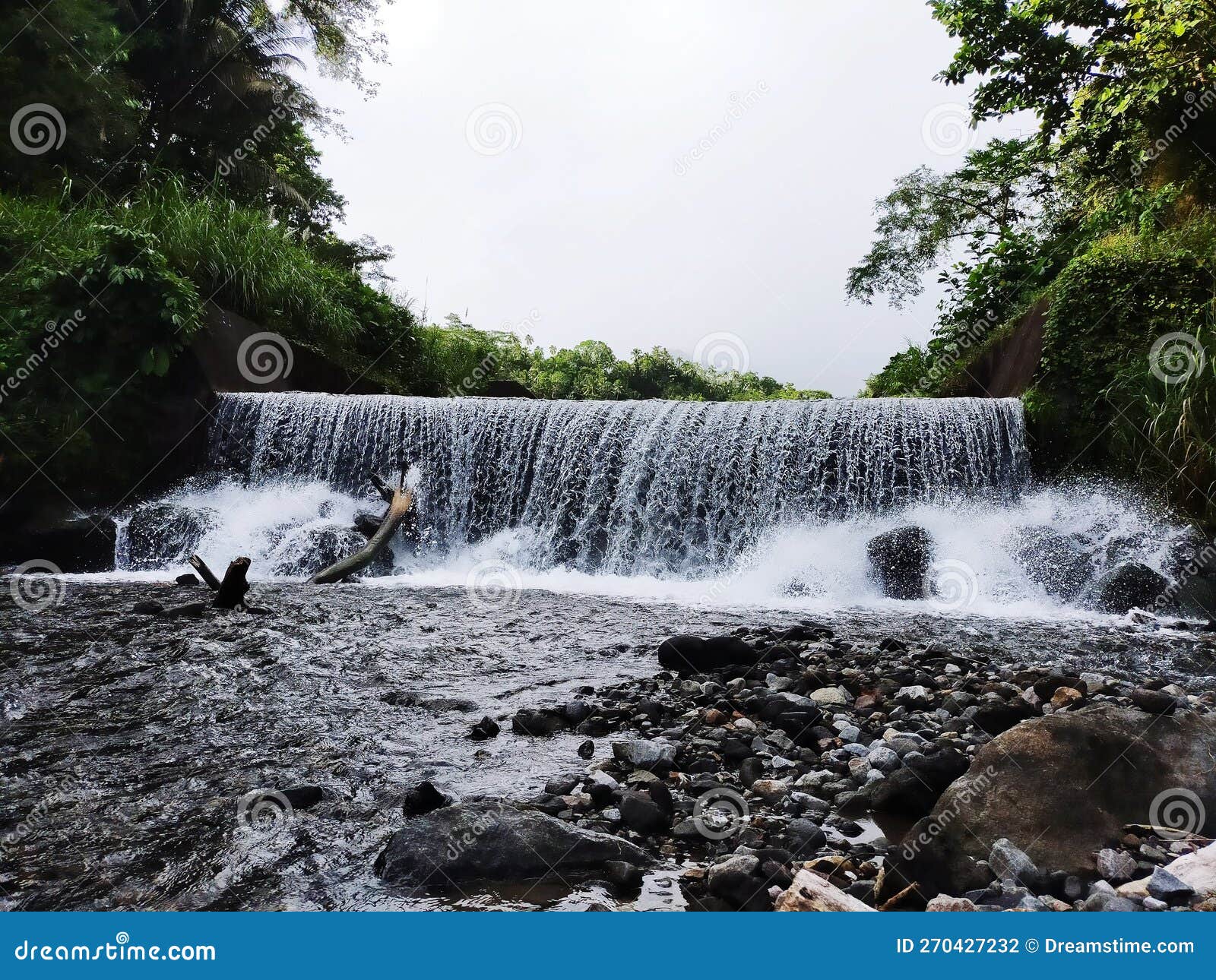 Waterfall from dam stock photo. Image of fountain, pond - 270427232