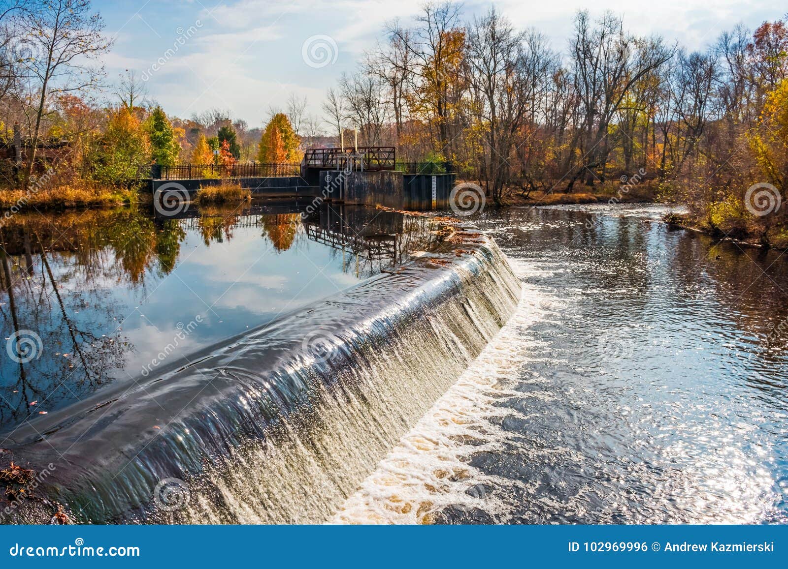 Waterfall and Dam stock photo. Image of lake, smithville - 102969996