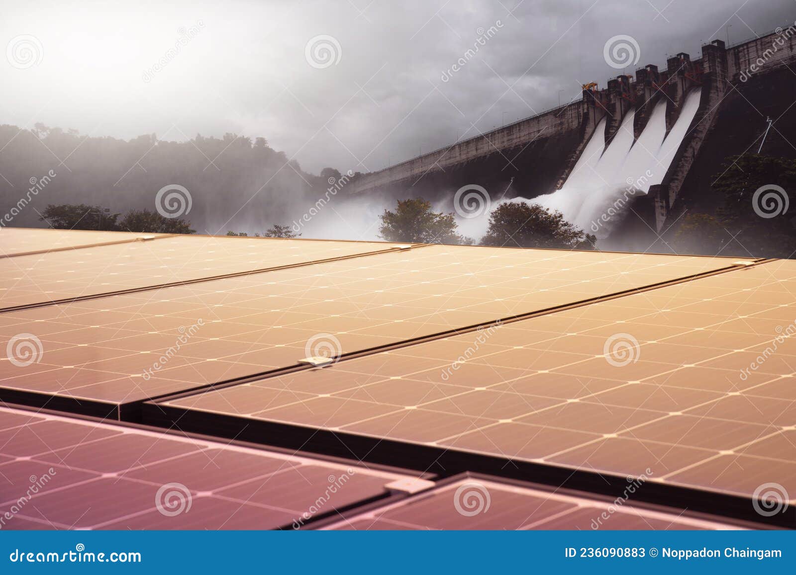 Dam and Solar Panels,alternative Energy Stock Image - Image of nature ...