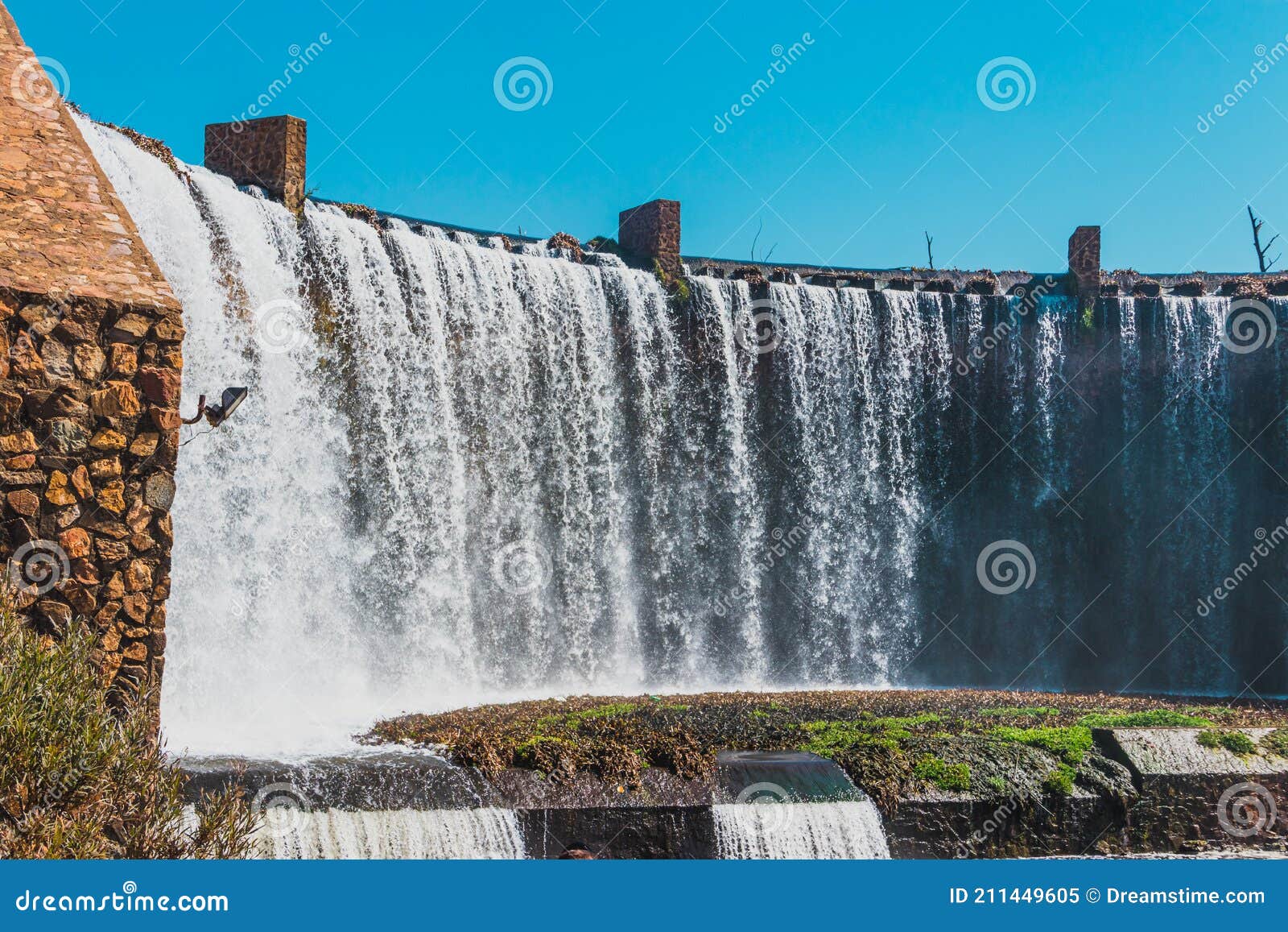 Waterfall at a dam stock image. Image of waterfalls - 211449605