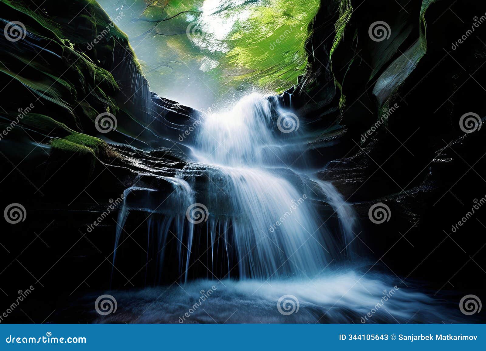 Waterfall Dance Motion Blura Waterfall Cascading Down a Cliff Fa Stock ...