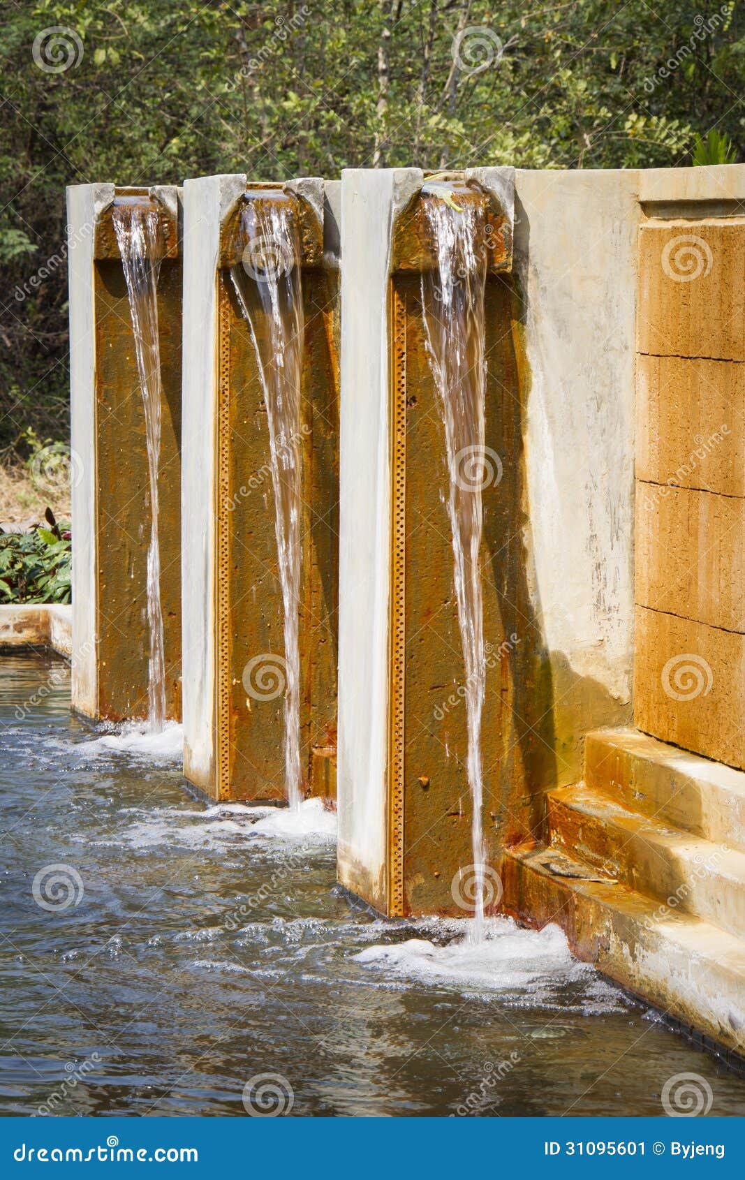 Waterfall decoration stock image. Image of source, brick - 31095601