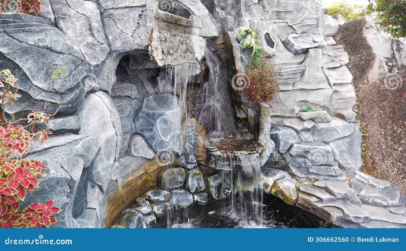 Waterfall Decoration Wall Made of Cement Concrete Stock Photo - Image ...