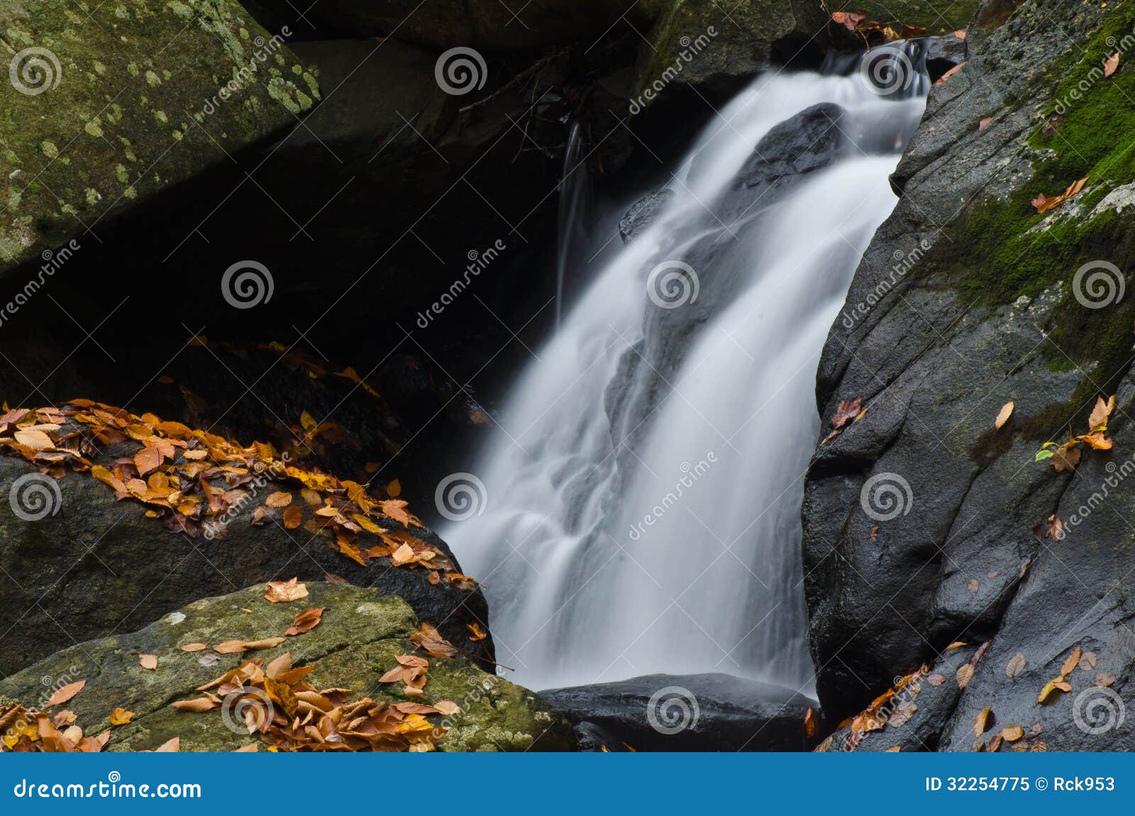 Waterfall Deep in the Autumn Forest Stock Image - Image of cascade ...