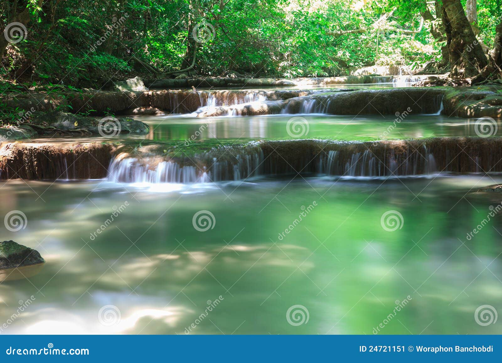 Waterfall in deep forest stock image. Image of landscape - 24721151