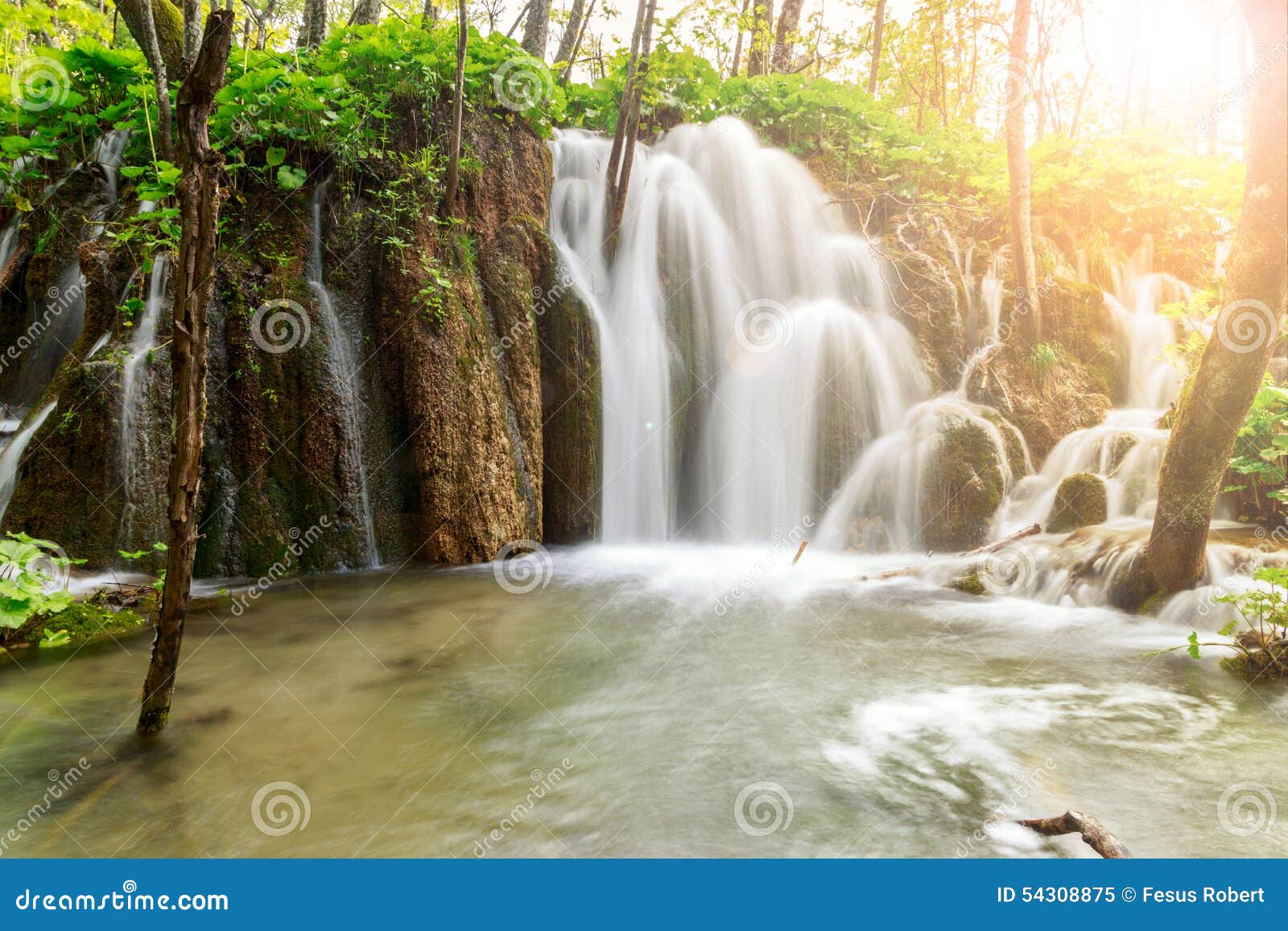 Waterfall in deep forest stock image. Image of nature - 54308875