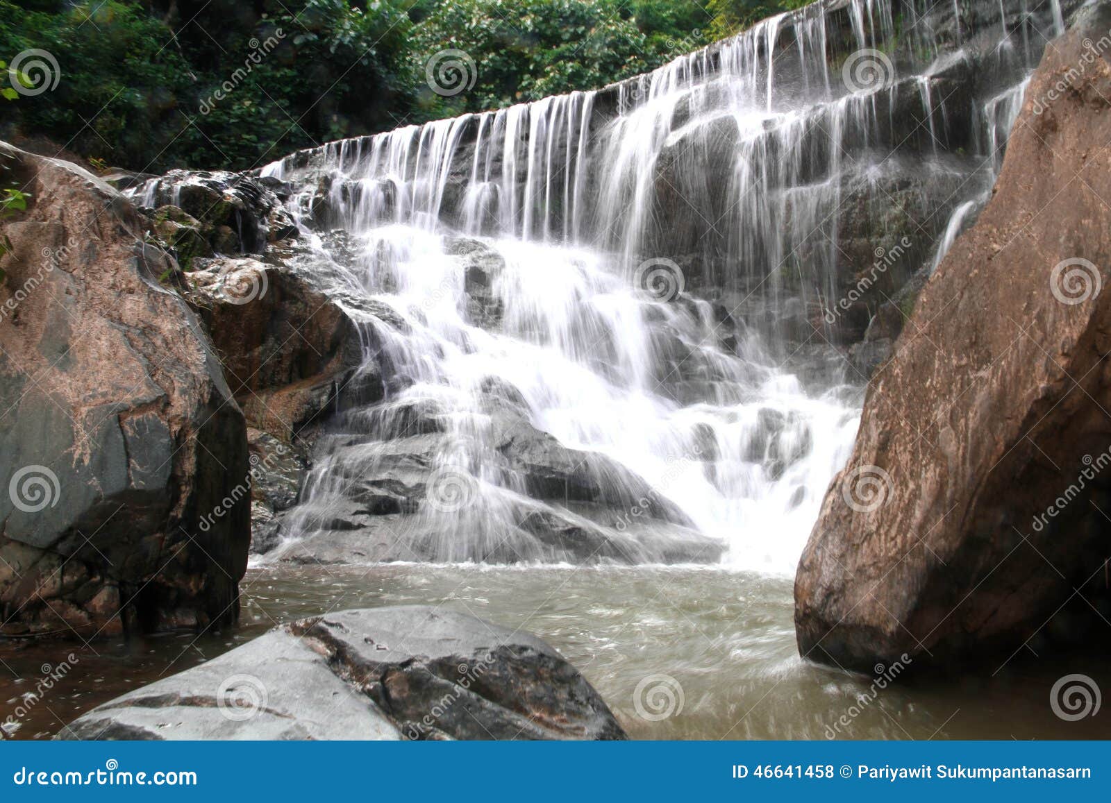 Waterfall in Deep Rain Forest Jungle. Stock Photo - Image of conserve ...
