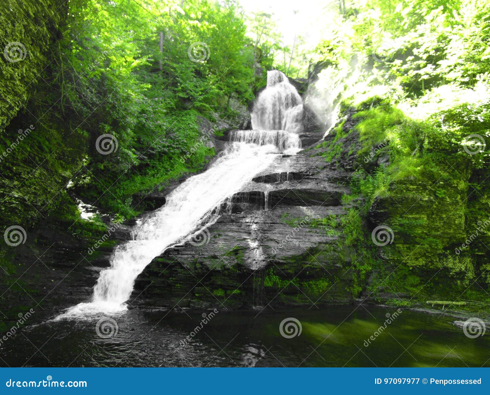Waterfall stock image. Image of nature, natural, silverthread - 97097977