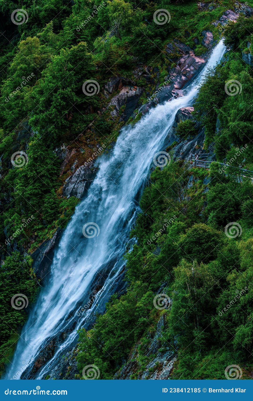 Waterfall in the Dolomites stock image. Image of peak - 238412185