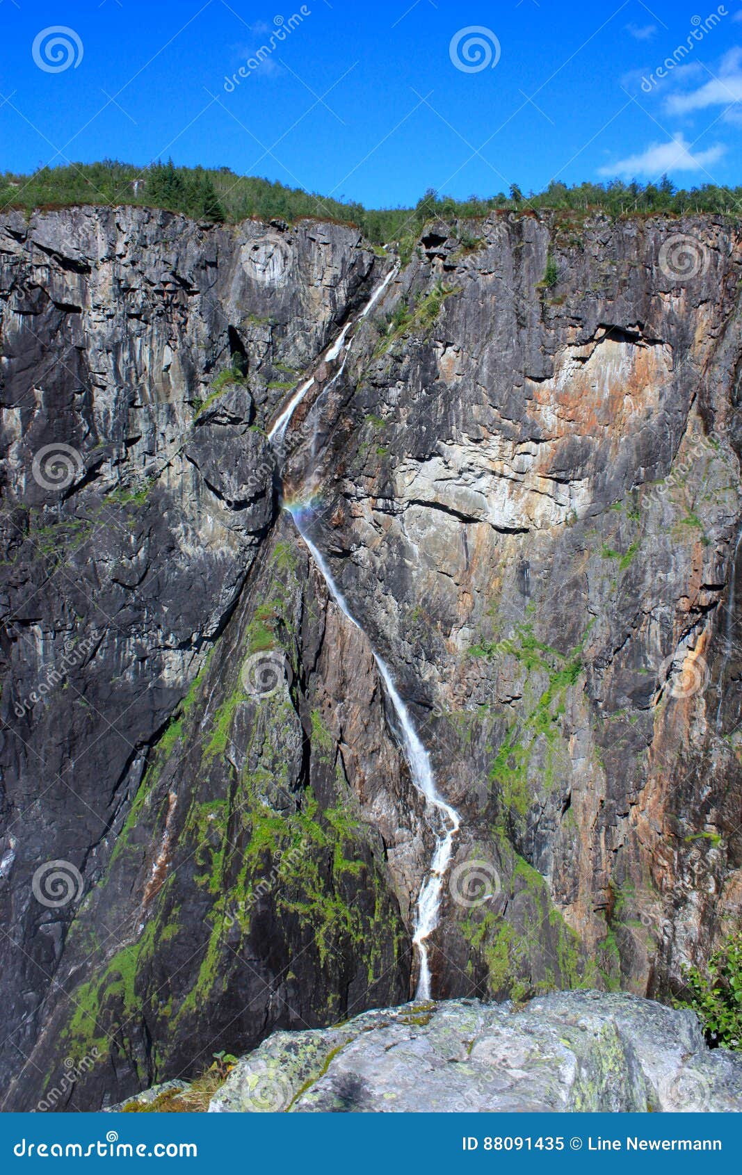 Waterfall down a mountain. stock image. Image of view - 88091435